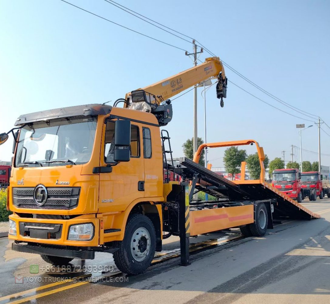 New 4×2 Flatbed Wrecker Towing Truck Mounted with 8 Ton Crane for ...